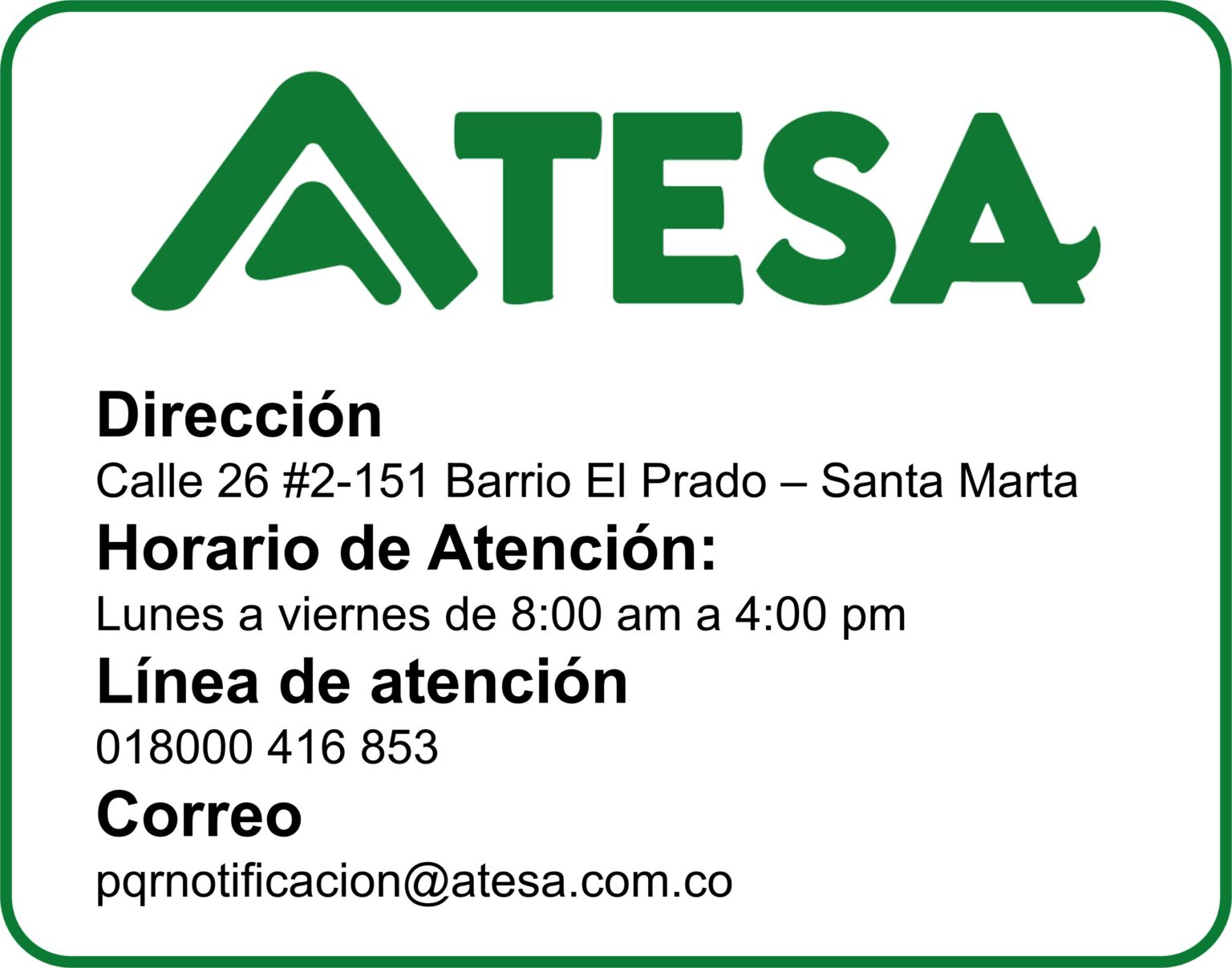 Aviso Cesión de CCU - ATESA Santa Marta